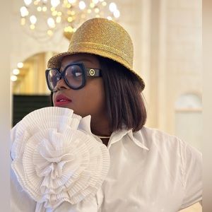 frank clive | Accessories | Frank Olive Vintage Gold Woven Straw Hat ...